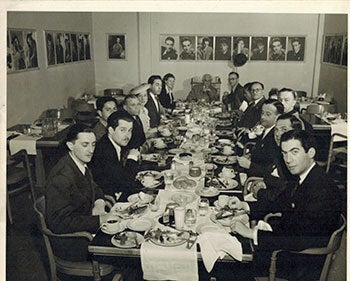 Photograph of 17 Warner Brothers' honchos in the Executive Dining Room ...