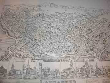 Lancaster, Ohio 1885 Aerial Map | 20th Century American Publisher